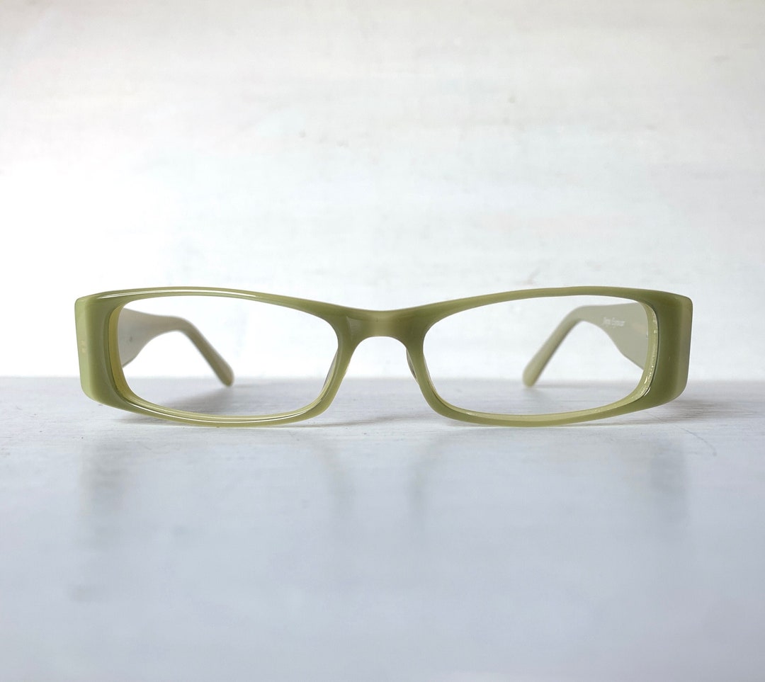 1990's Narrow Skinny Acetate Rectangular Vintage Broccoli Green Bright ...