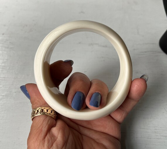 Heavy 40’s French Bakelite Asymmetrical Ivory Galalit… - Gem