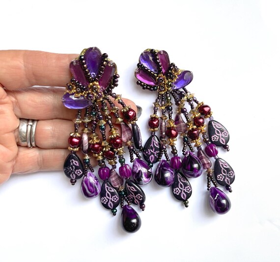 Vintage Colleen Toland 90s Beaded Murano Glass Dangle… - Gem