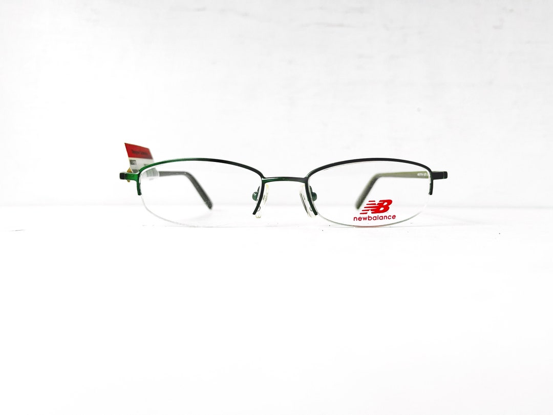 Vintage Skinny Eyeglasses OD Green Metal Semi Rimless Low Profile ...