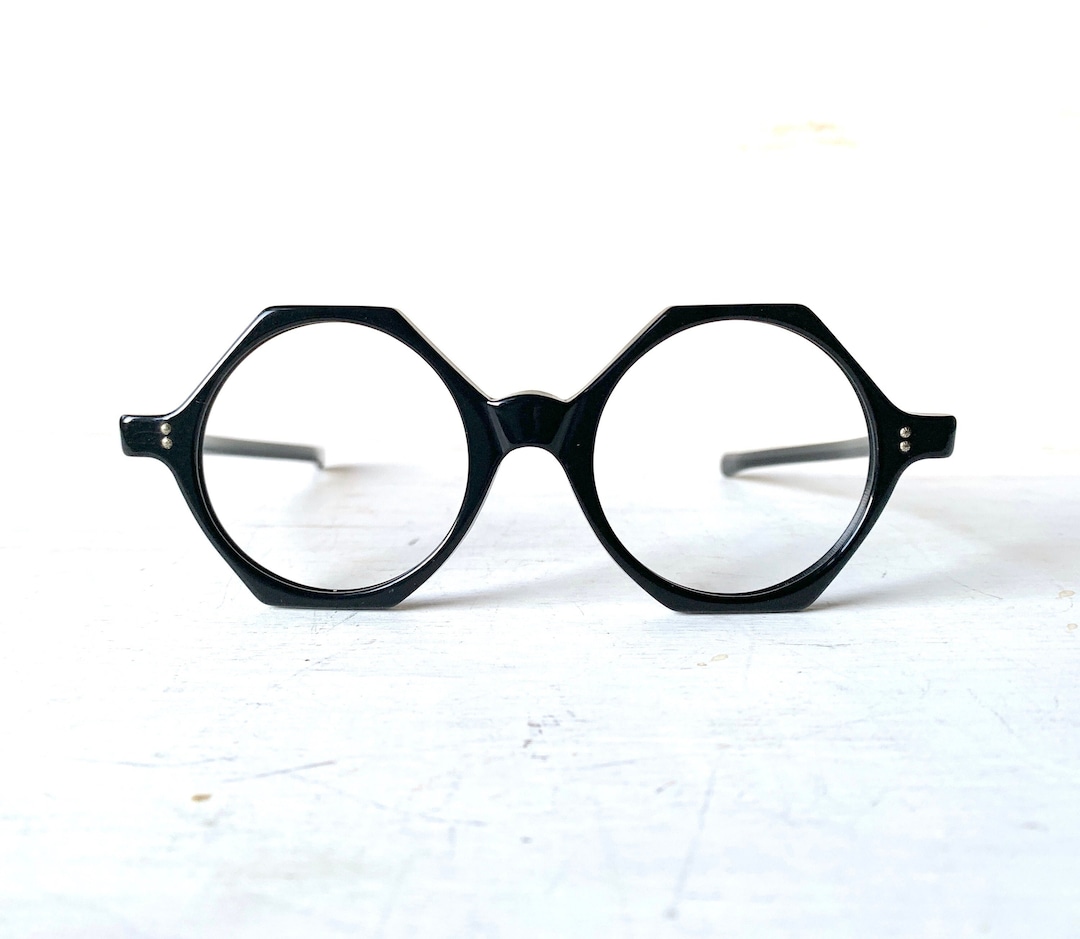 47-20-140 Imperial USA Round Hexagon Eyeglass Frames Black Eyeglasses ...