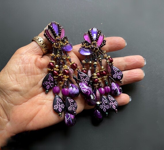 Vintage Colleen Toland 90s Beaded Murano Glass Dangle… - Gem
