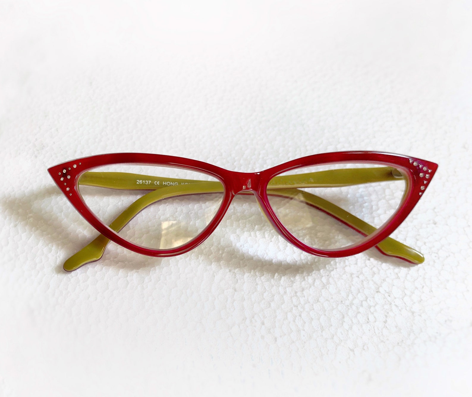Pointy Cat Eye Reading Glasses Rhinestone Tips Acetate Frame Etsy
