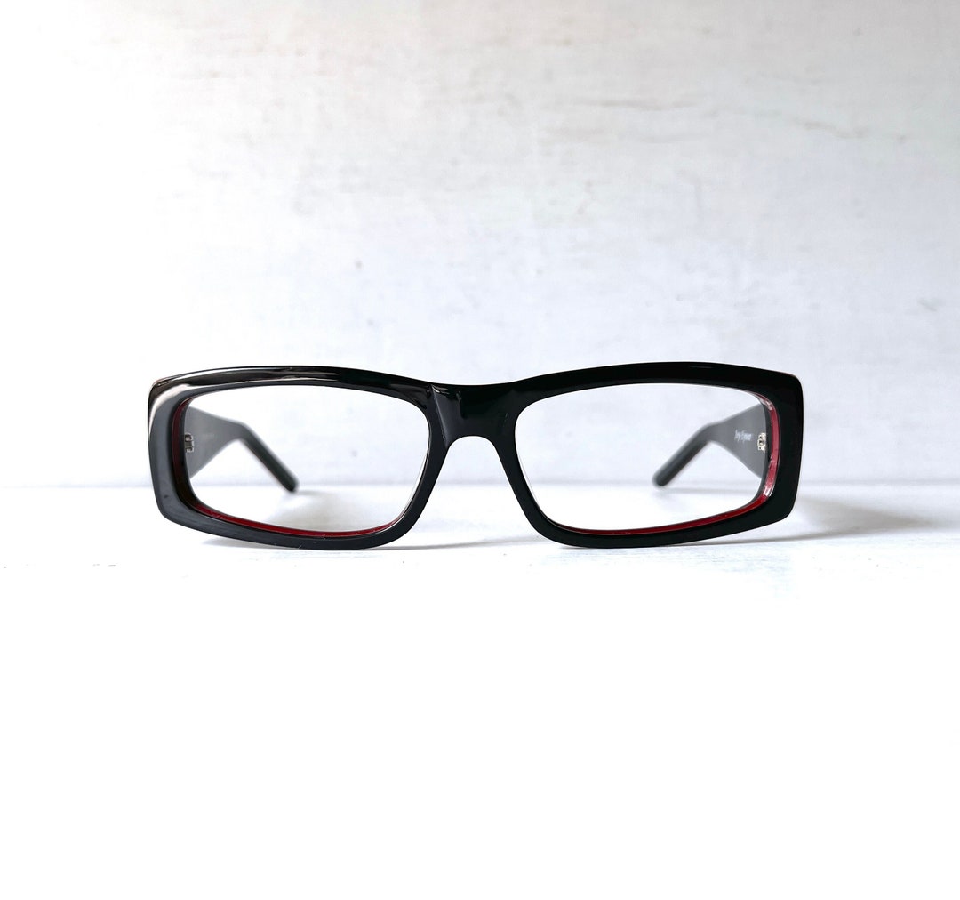Vintage Glasses Beatnik Rectangular Eyeglasses 56-18-125 Thick New Old ...
