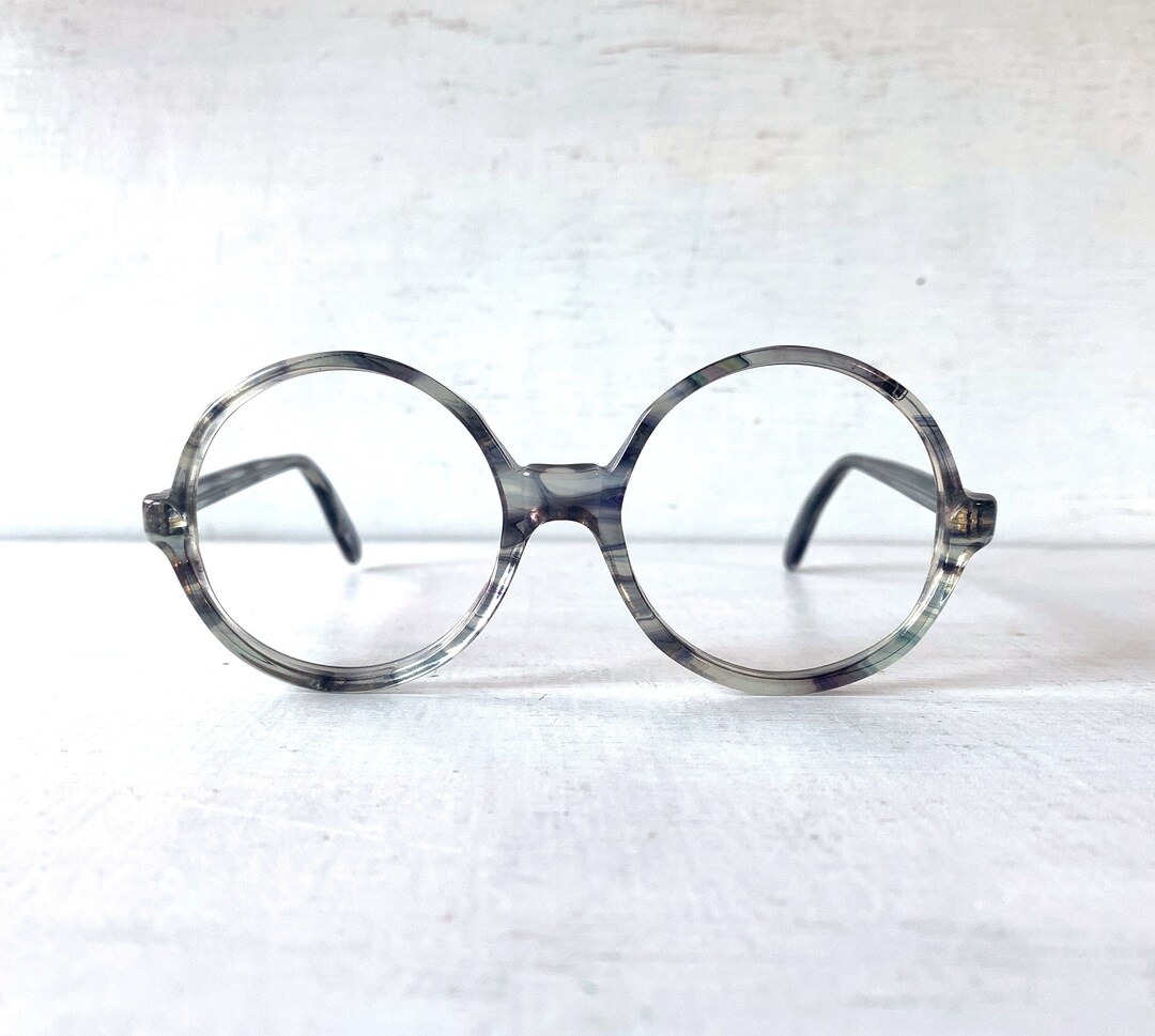 1960s Vintage Eyeglass Frames Round Eyewear Watercolor Tonal Grey ...