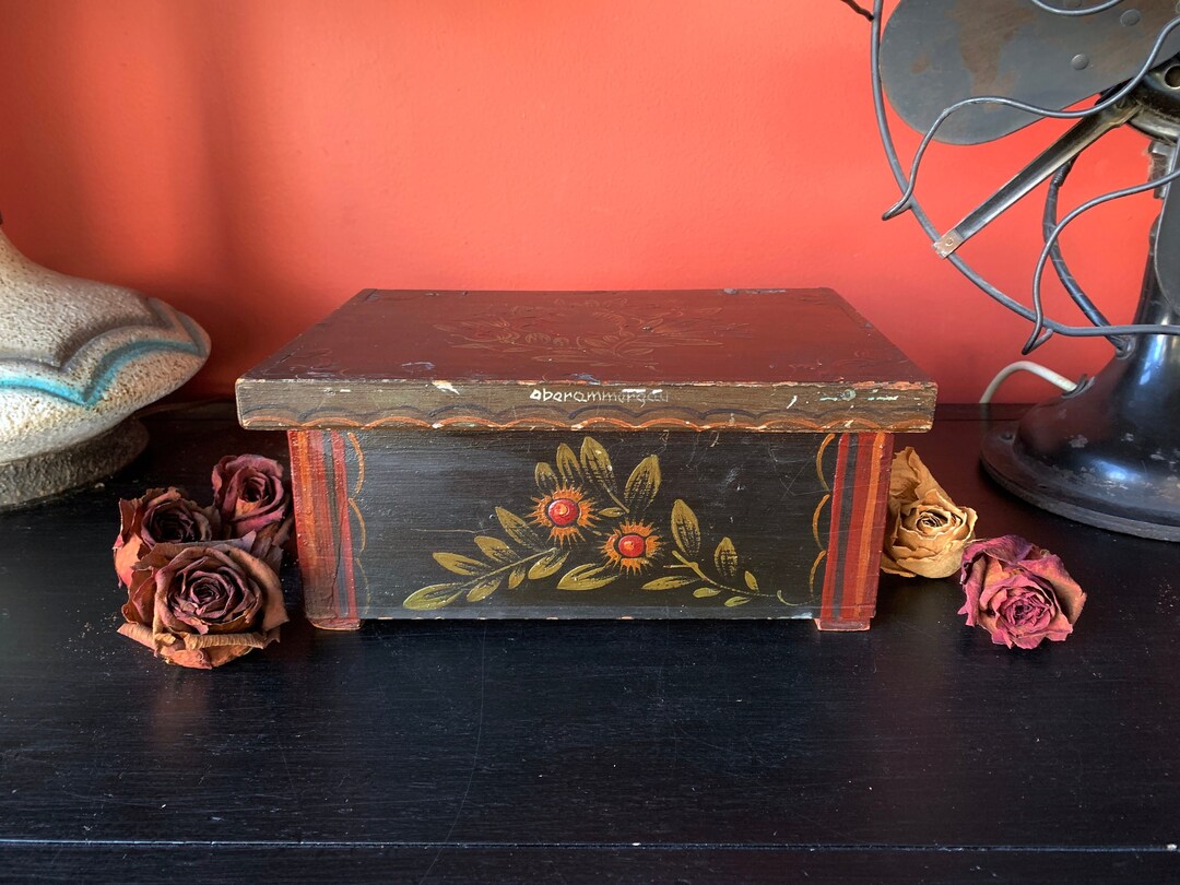 Antique Cottagecore Box Barvarian Vintage Folkloric Boho Gypsy Painted ...