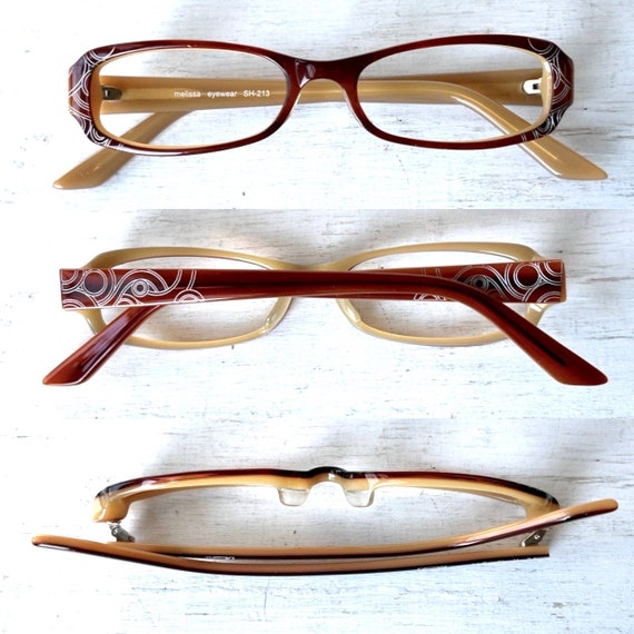 Vintage Skinny Acetate Eyeglass Frames Caramel Butter… - Gem