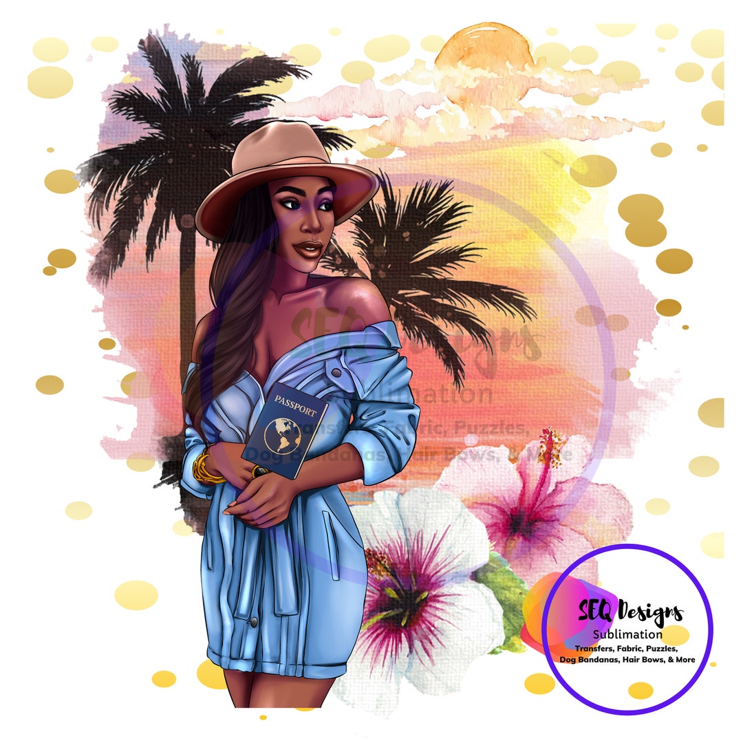 Fabric Block African American Beautiful Surnise Sunset Travel Black ...