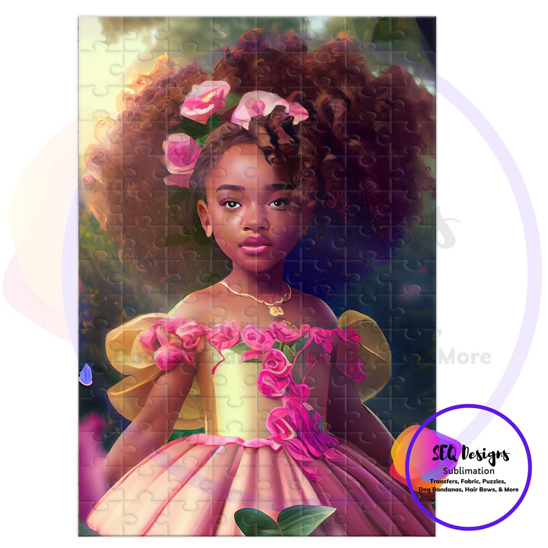 Puzzle African American Girl Little Girl Princess Beautiful Curly Hair ...