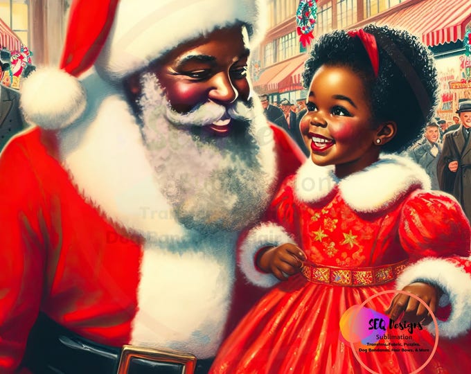 African American Santa Fabric African American Santa Small by Tarak ...