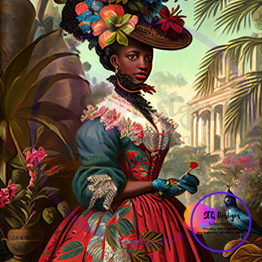 Fabric Block Beautiful Black Vintage Style African American Woman ...