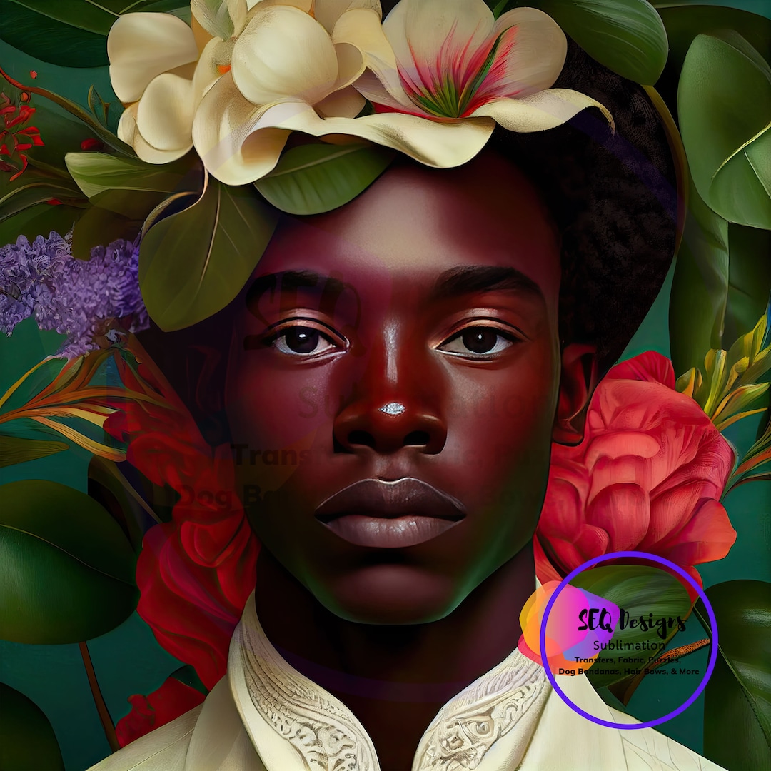 Fabric Block Beautiful Black Vintage Style African American Man Regal ...