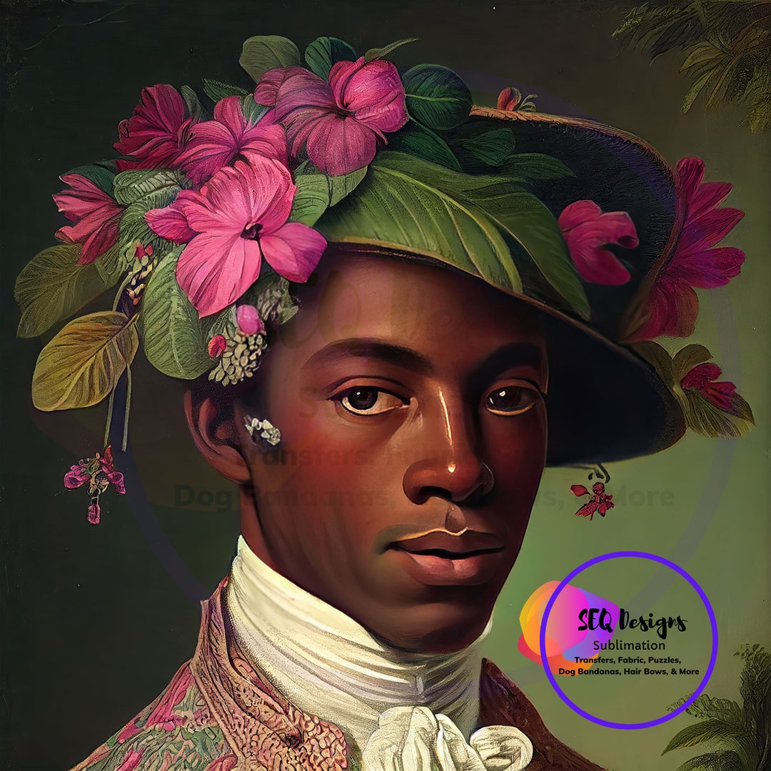 Fabric Block Beautiful Black Vintage Style African American Man Regal ...