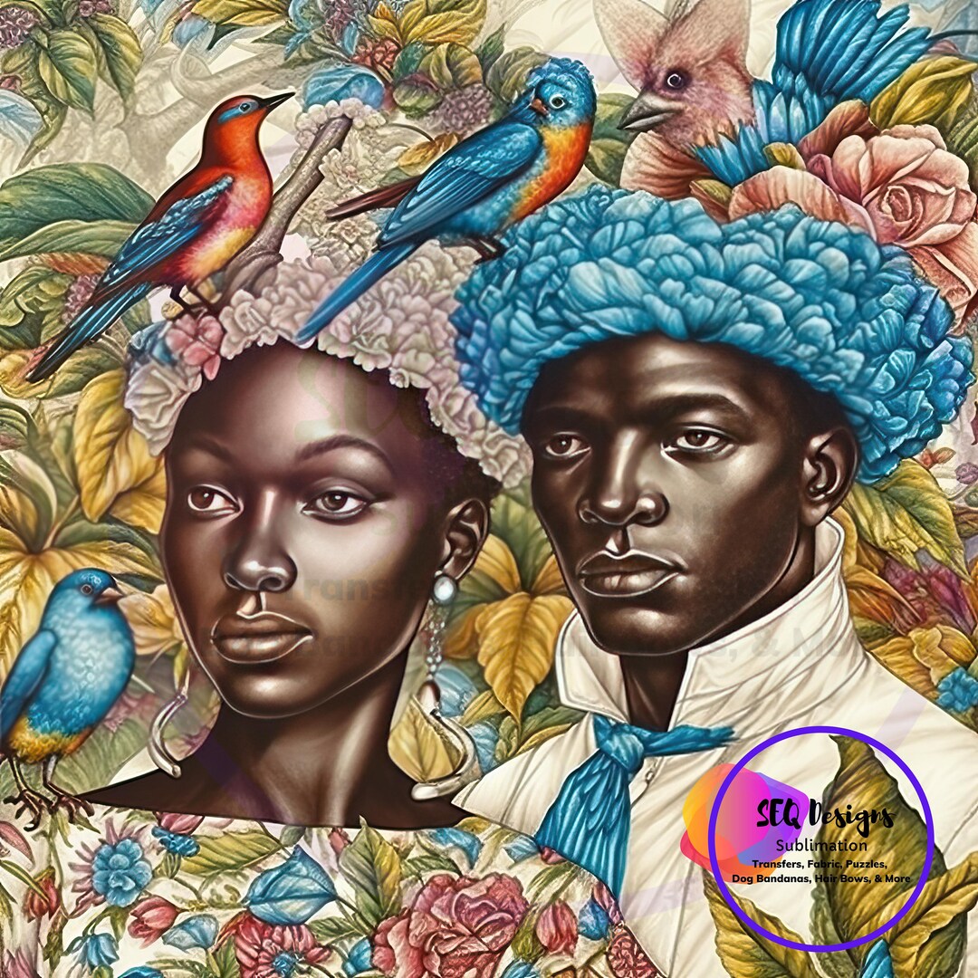 Fabric Block Toile Beautiful Black Vintage Style African American ...