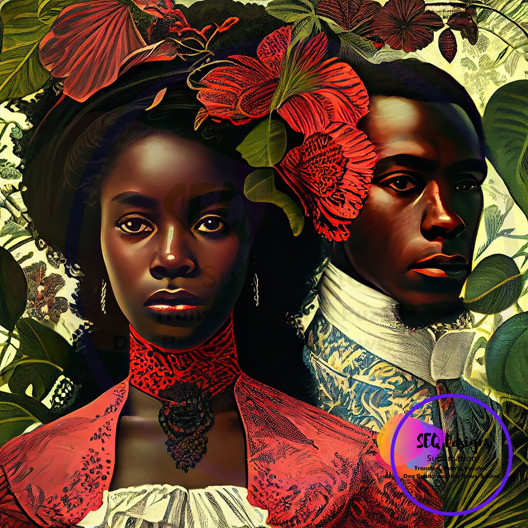 Fabric Block Beautiful Black Vintage Style African American Couple ...