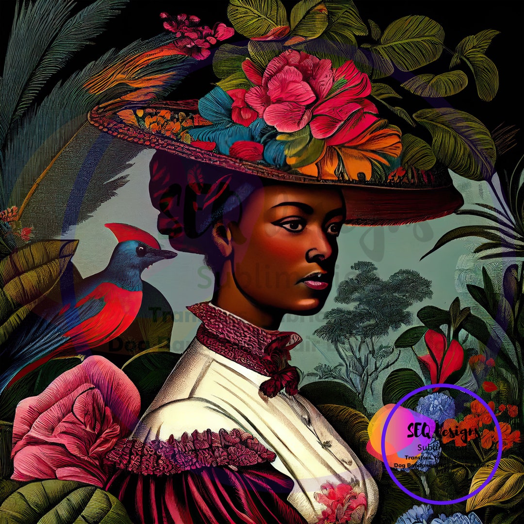 Fabric Block Beautiful Black Vintage Style African American Woman ...