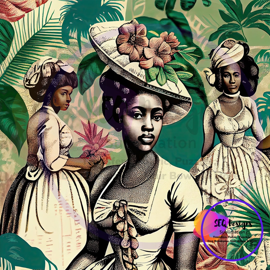 Fabric Block Beautiful Black Vintage Toile African American Woman ...