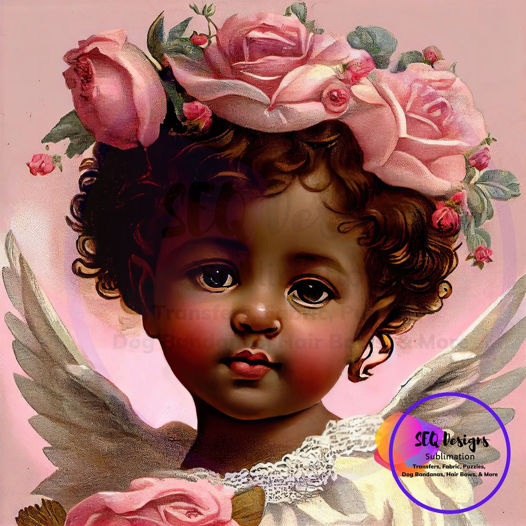 Fabric Block Beautiful Vintage Style African American Little Girl ...