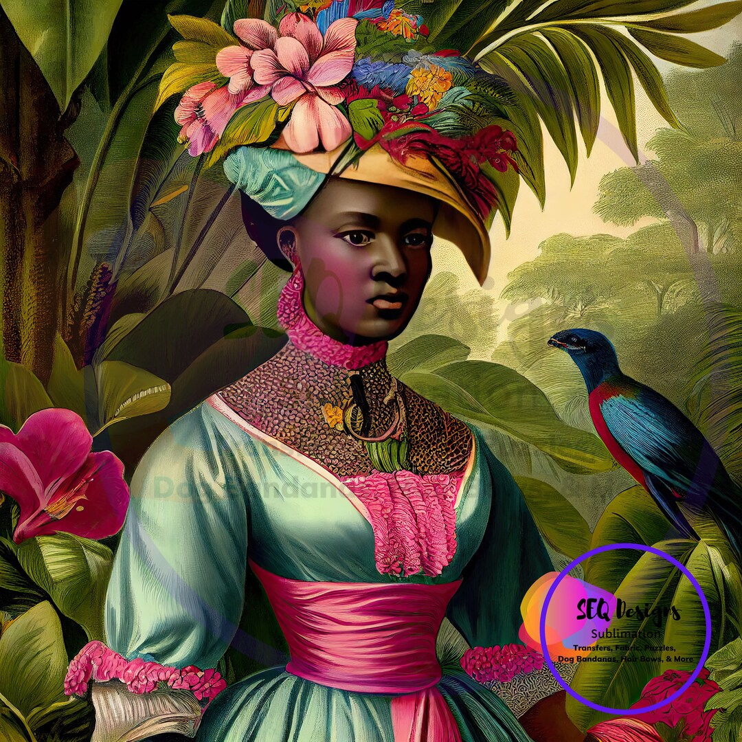 Fabric Block Beautiful Black Vintage Style African American Woman ...