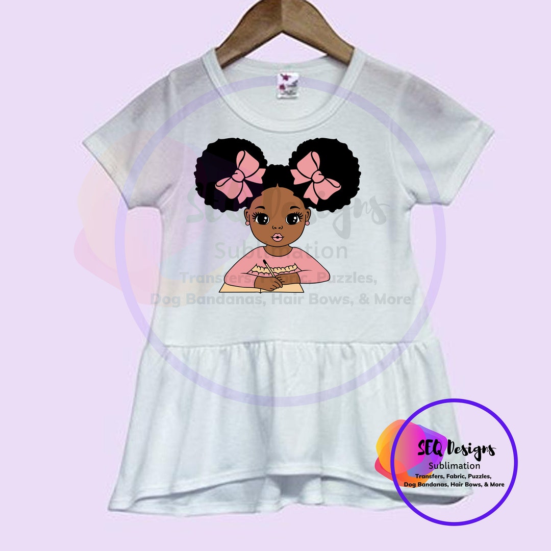 Afro Puffs Writing Girls Toddler Peplum Top - Etsy