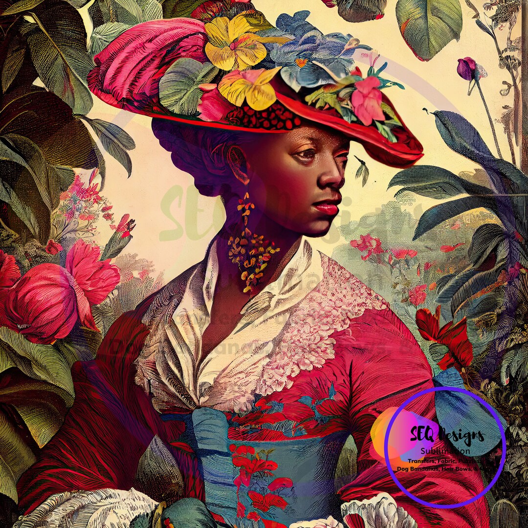 Fabric Block Beautiful Black Vintage Style African American Woman ...