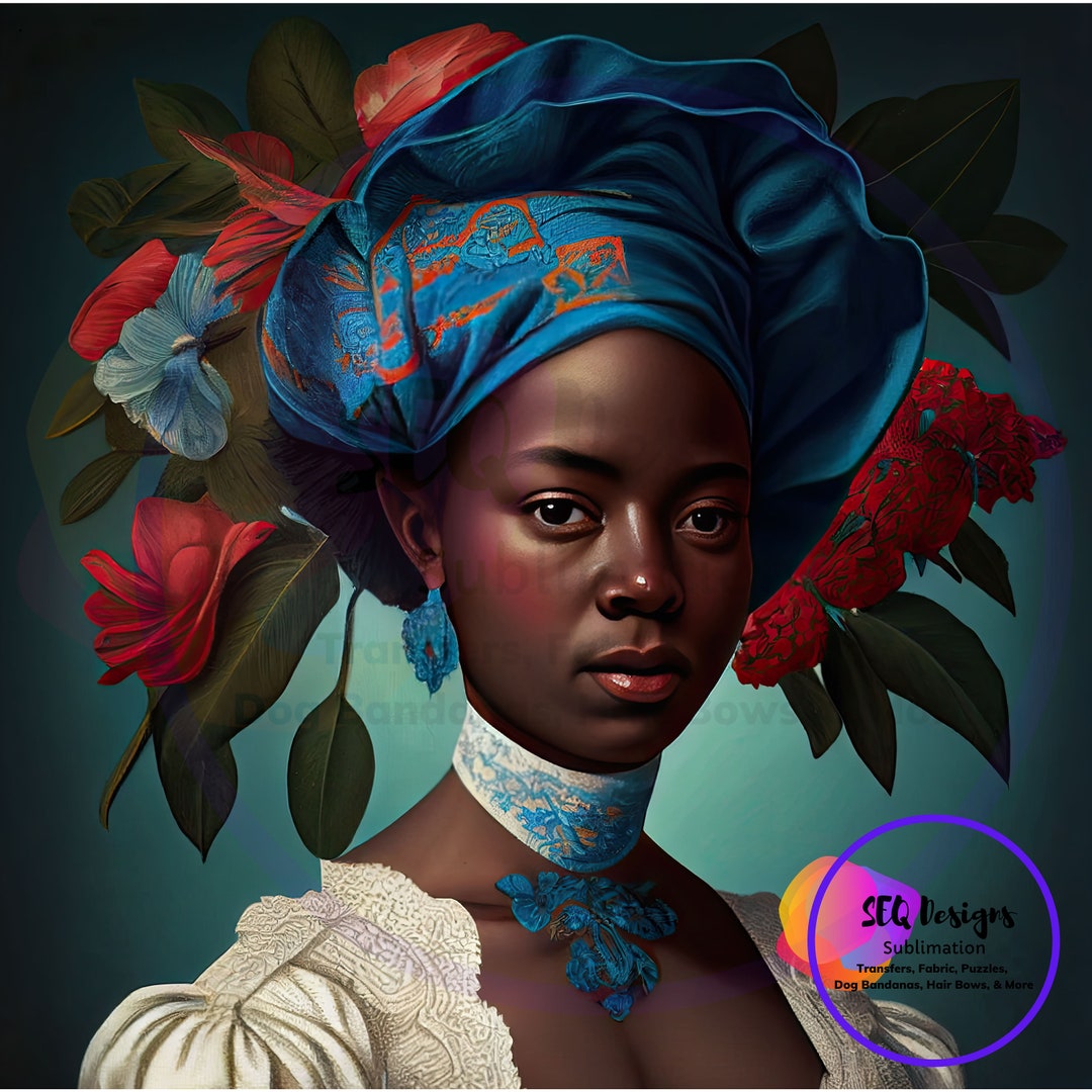 Fabric Block Beautiful Black Vintage Style African American Woman ...