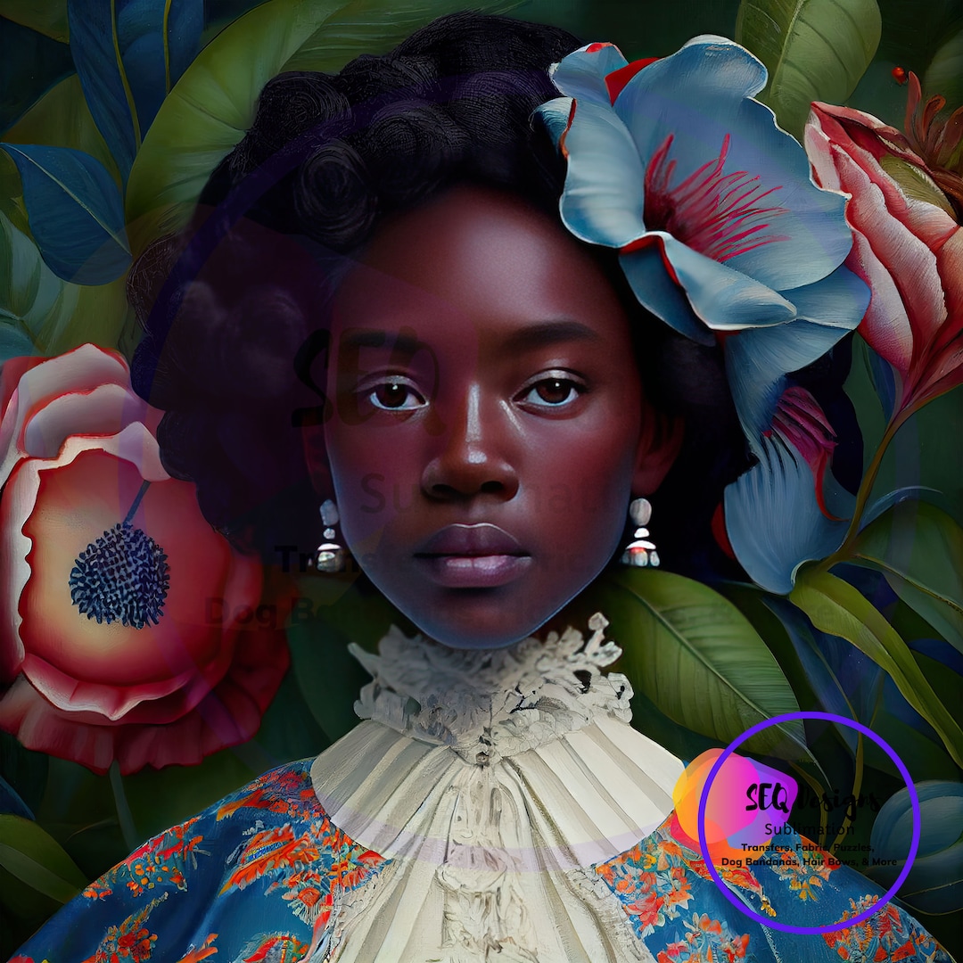 Fabric Block Beautiful Black Vintage Style African American Woman ...