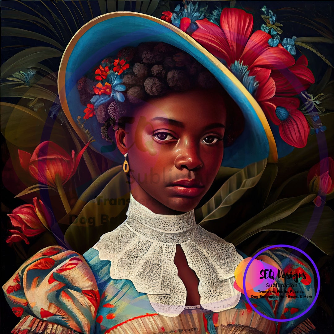 Fabric Block Beautiful Black Vintage Style African American Woman ...