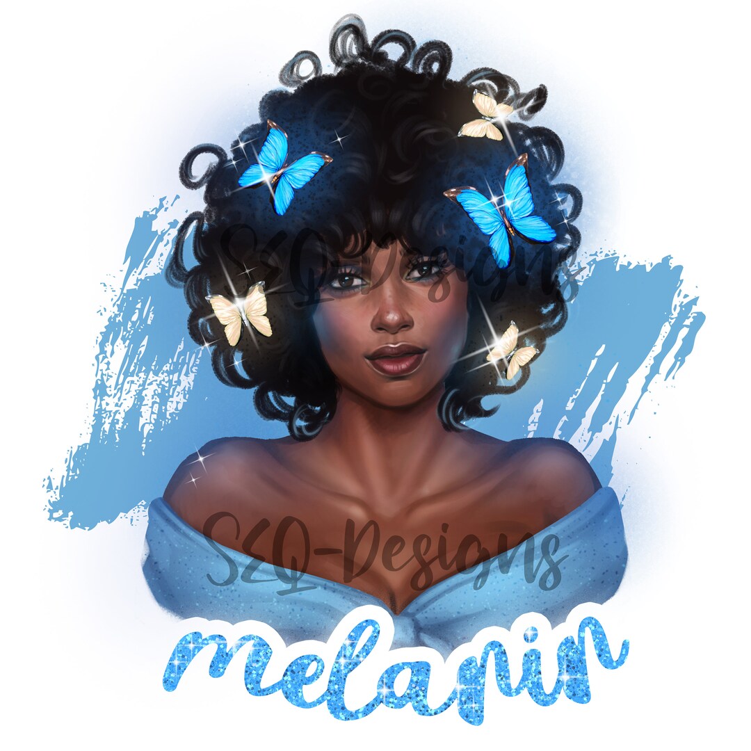 Fabric Block African American Woman Melanin in Blue Printed Fabric - Etsy