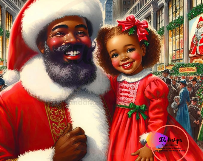 African American Santa Fabric African American Santa Small by Tarak ...