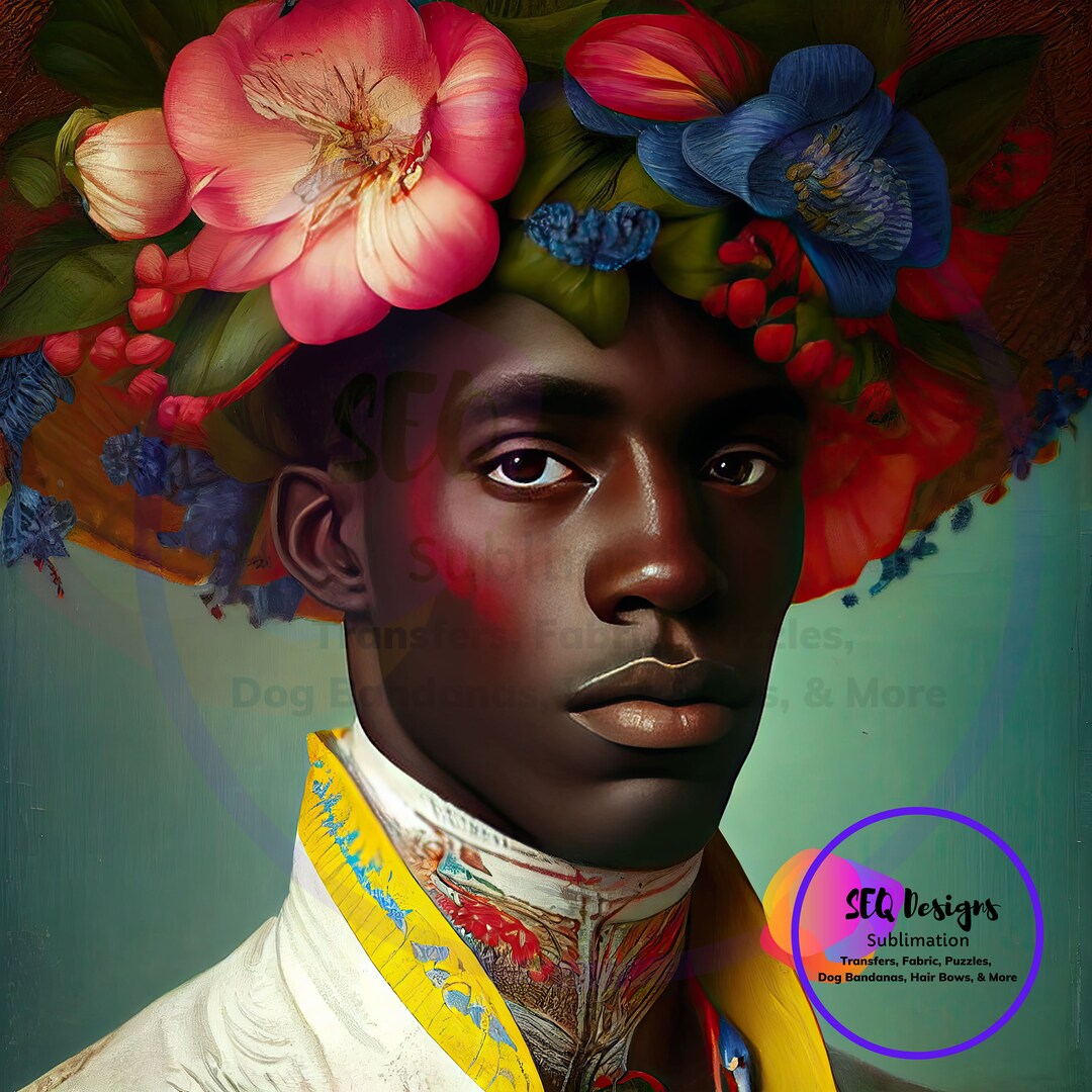 Fabric Block Beautiful Black Vintage Style African American Man Regal ...