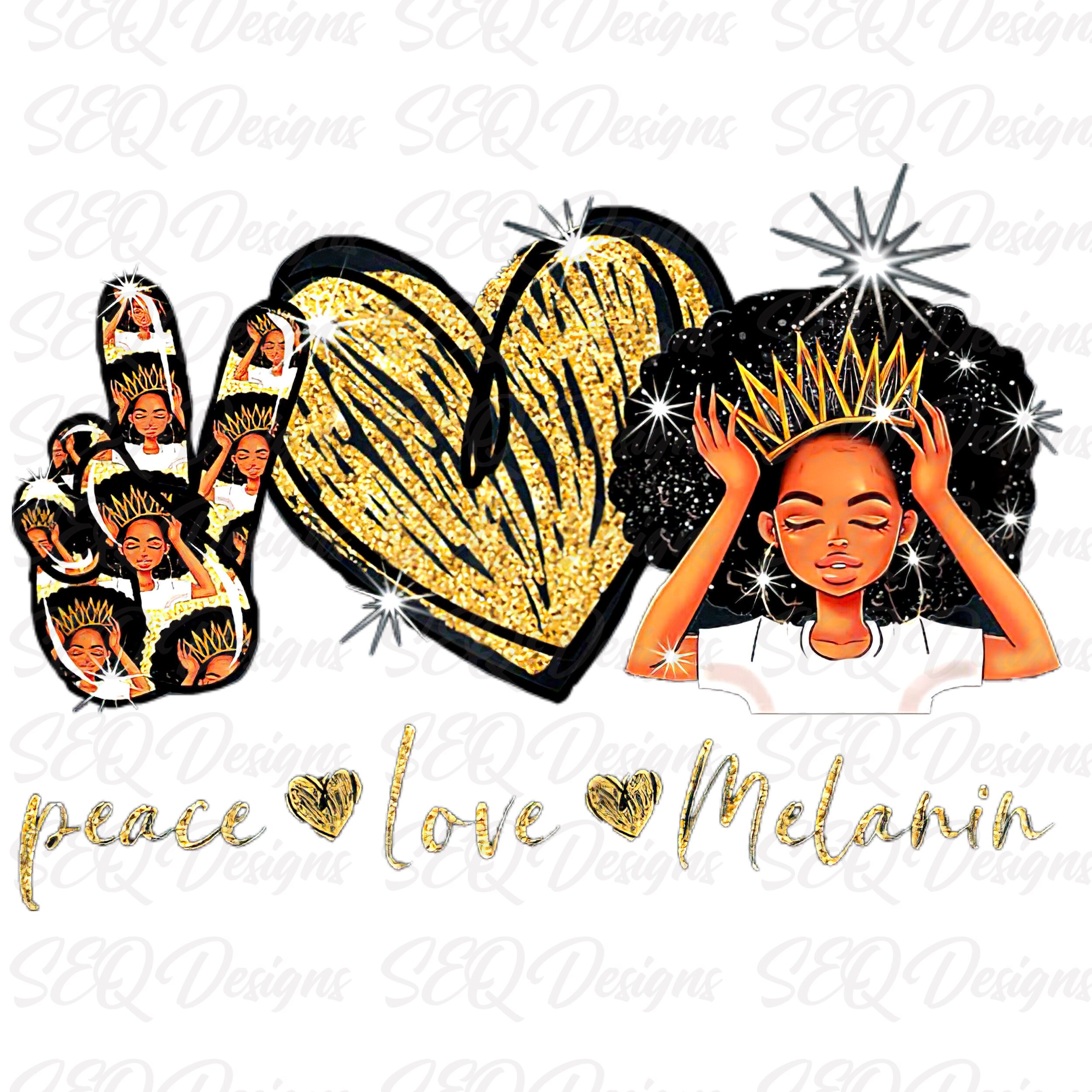 Fabric Block African American Peace Love Melanin Printed Fabric - Etsy