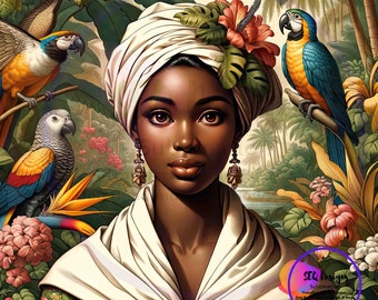 Fabric Block Beautiful Black Vintage Toile African American Couple ...