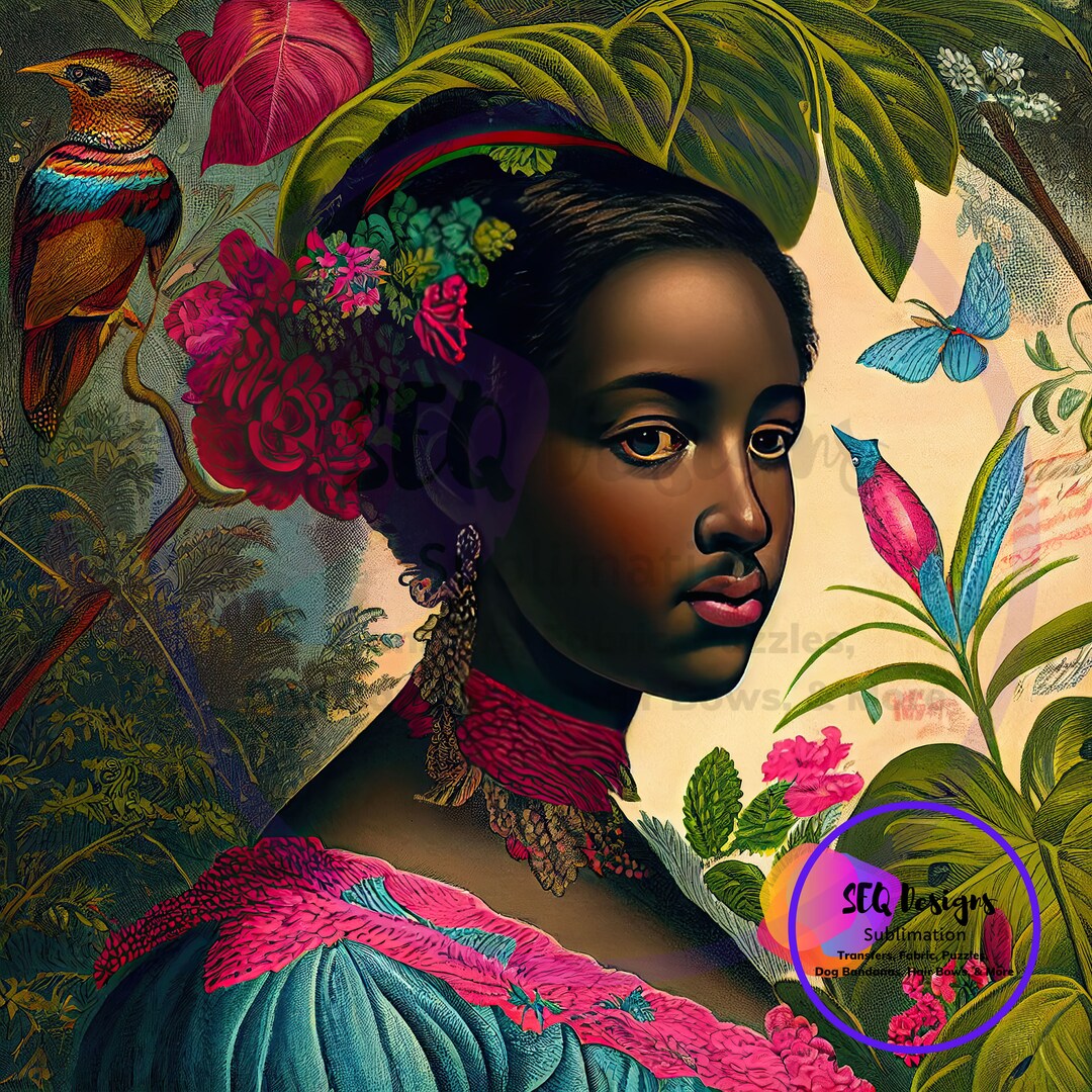 Fabric Block Beautiful Black Vintage Toile African American Woman ...