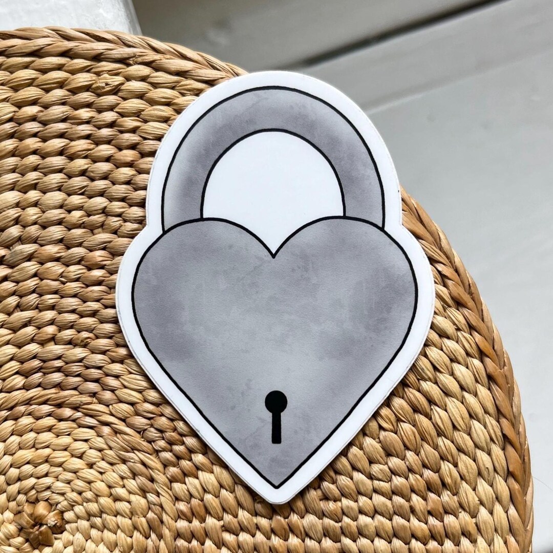 Customizable Padlock Heart Sticker Weatherproof Vinyl Decal Gift for ...