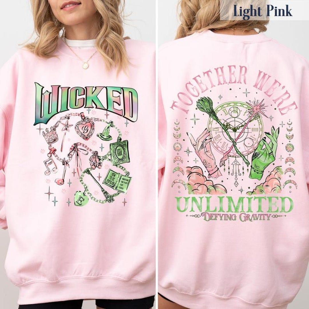Wicked Movie 2sided Sweatshirt, Wizard of Oz Fan Gift, Witch Pink and ...