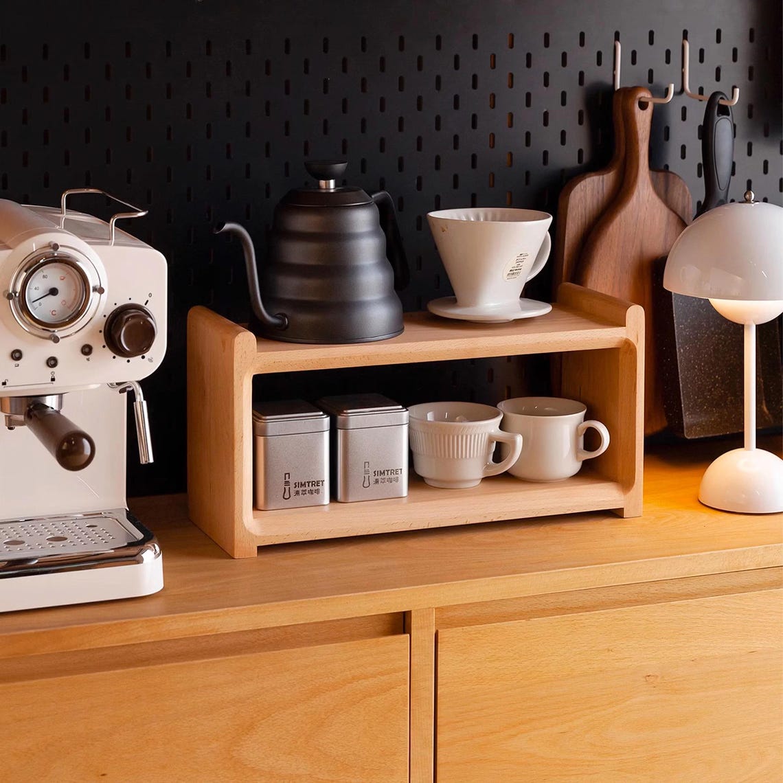 Wooden Countertop Kitchen Shelf. Perfect Display Shelf for A Cozy ...