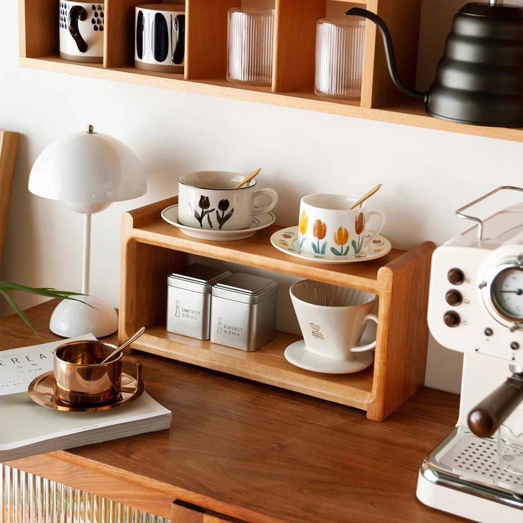 Wooden Countertop Kitchen Shelf. Perfect Display Shelf for A Cozy ...
