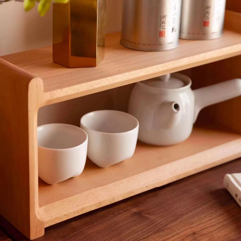 Wooden Countertop Kitchen Shelf. Perfect Display Shelf for A Cozy ...