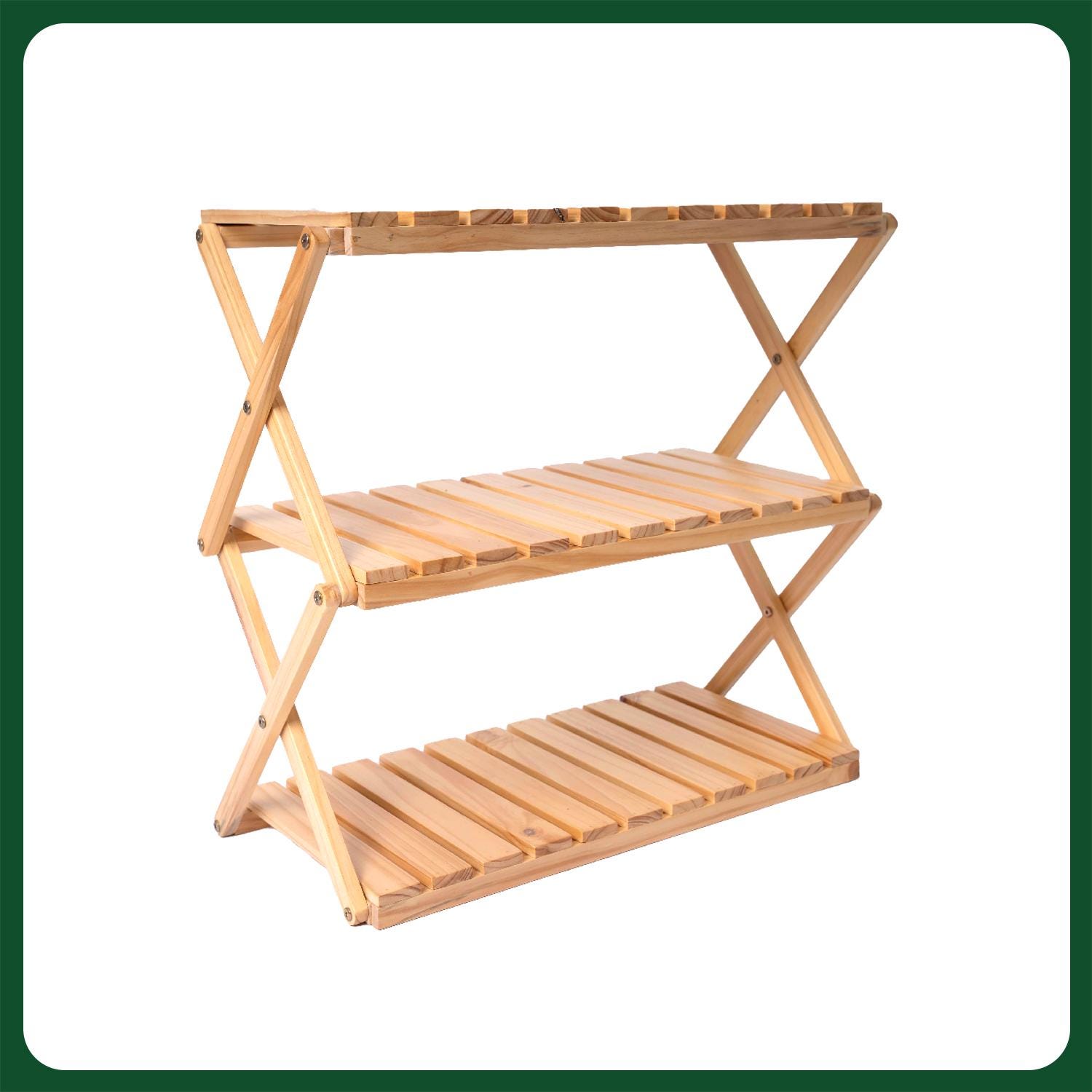 Foldable Natural Wood Shoes Rack. 3-tier Shoes Rack. Pine Wood Shoes ...