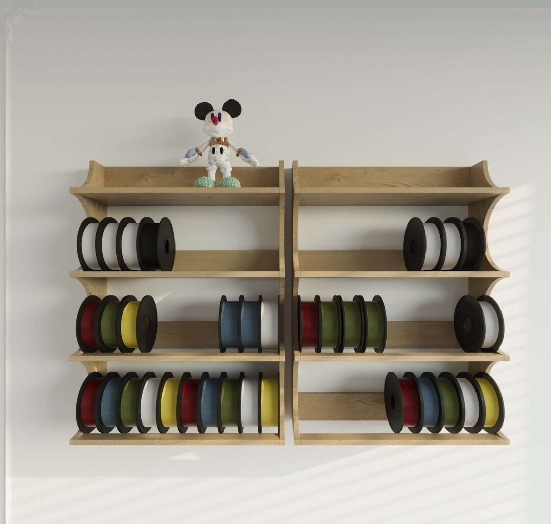 Wall-mounted Shelf for Filament Storage. Wooden Floating Filament Spool ...
