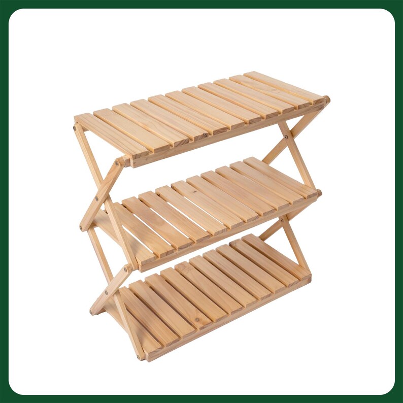 Foldable Natural Wood Shoes Rack. 3-tier Shoes Rack. Pine Wood Shoes ...