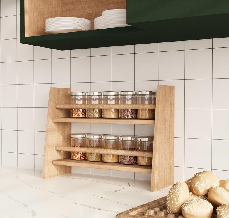 Wooden Countertop Kitchen Shelf. Perfect Display Shelf for Kitchen ...