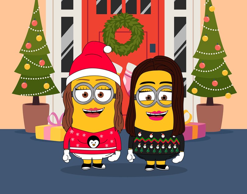 SALE* Minions Portrait Couple Drawing Gift Christmas Boyfriend Family ...