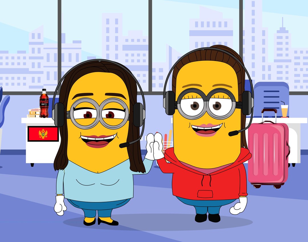 Minions Custom Portrait, Couple Gift Boyfriend, Family Cartoon Portrait ...