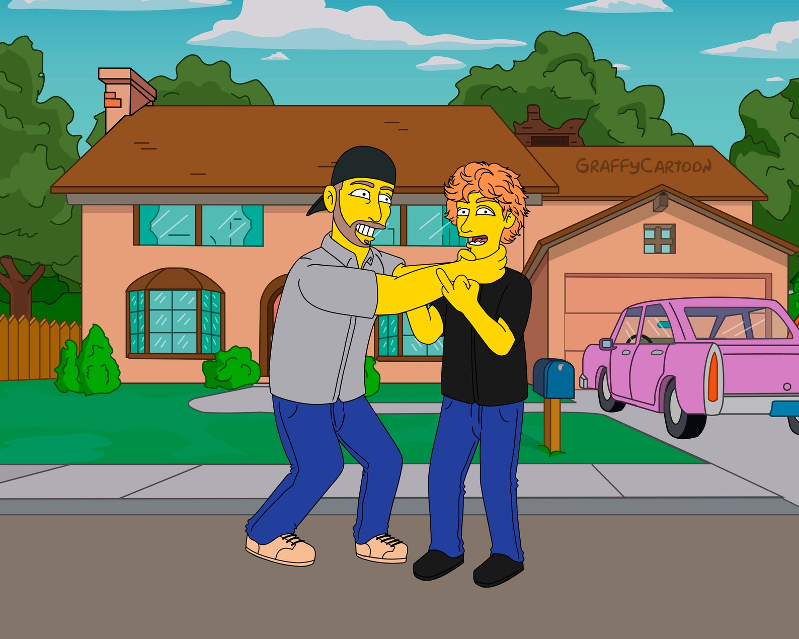 SALE Simpsons Portrait Yellow Custom Cartoon Simpsons Couple Drawing ...