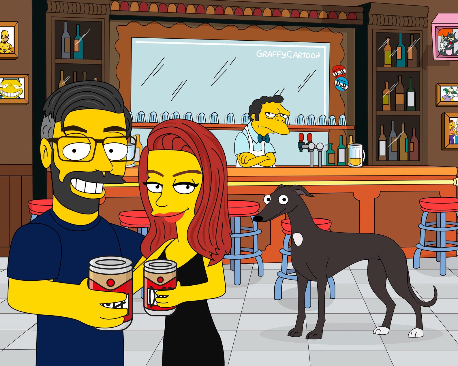 SALE Simpsons Portrait Yellow Custom Cartoon Simpsons Couple Drawing ...