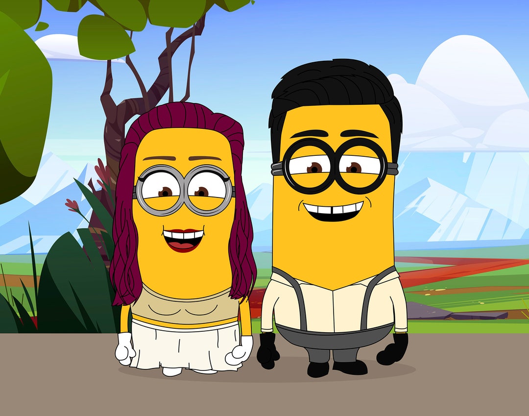 Minions Custom Portrait Couple Gift Boyfriend Family Cartoon Portrait ...