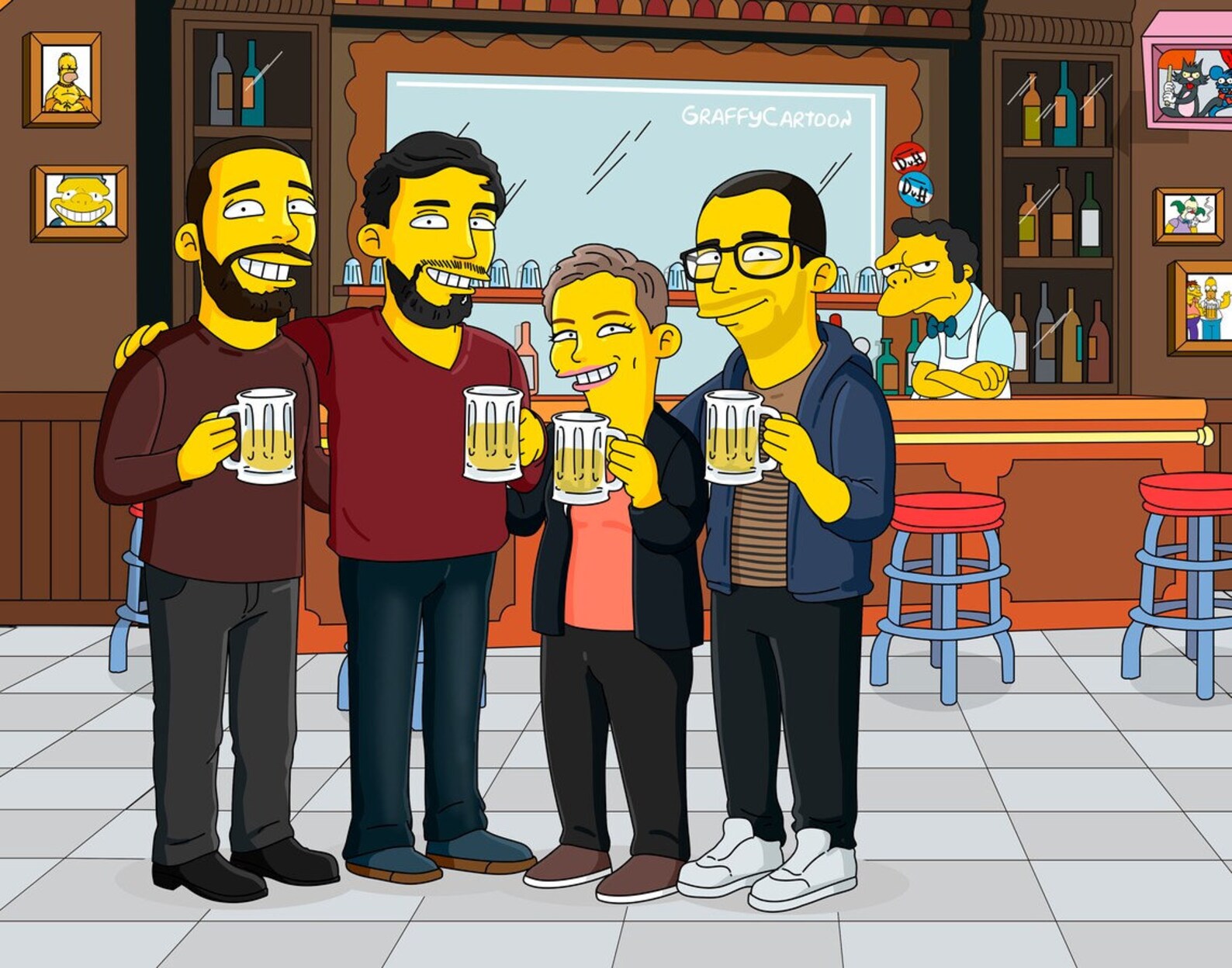 SALE Simpsons Portrait Yellow Custom Cartoon Simpsons Couple Drawing ...