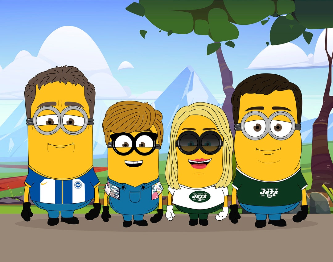 Best Seller* Minions Custom Portrait, Couple Gift Boyfriend, Family ...